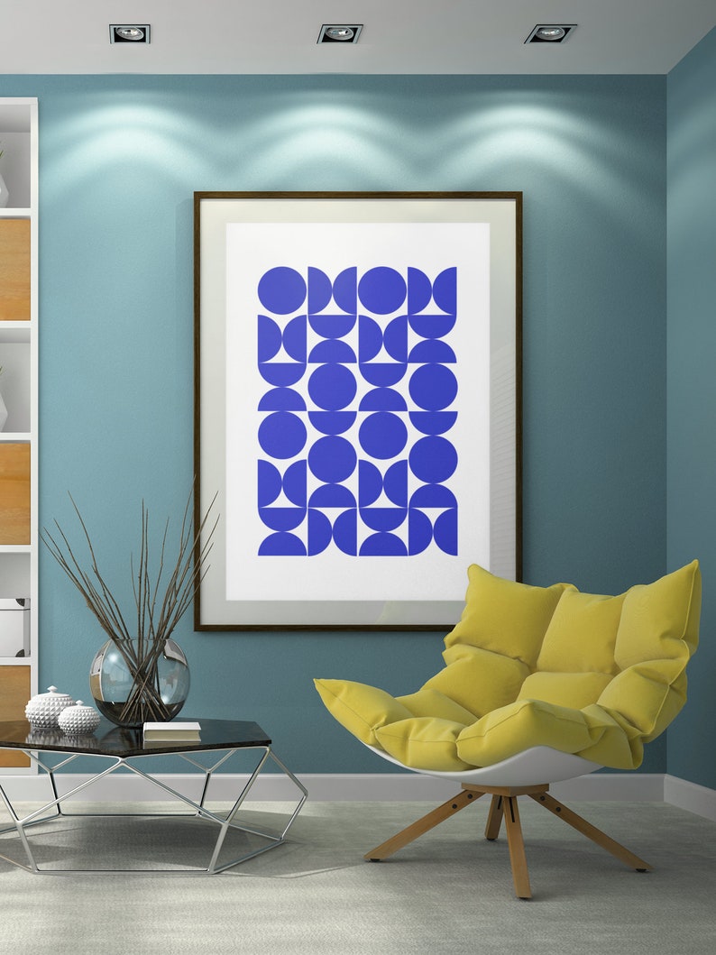 Blue Shapes Art Print, Bauhaus Exhibition Poster, Bauhaus Digital Art ...