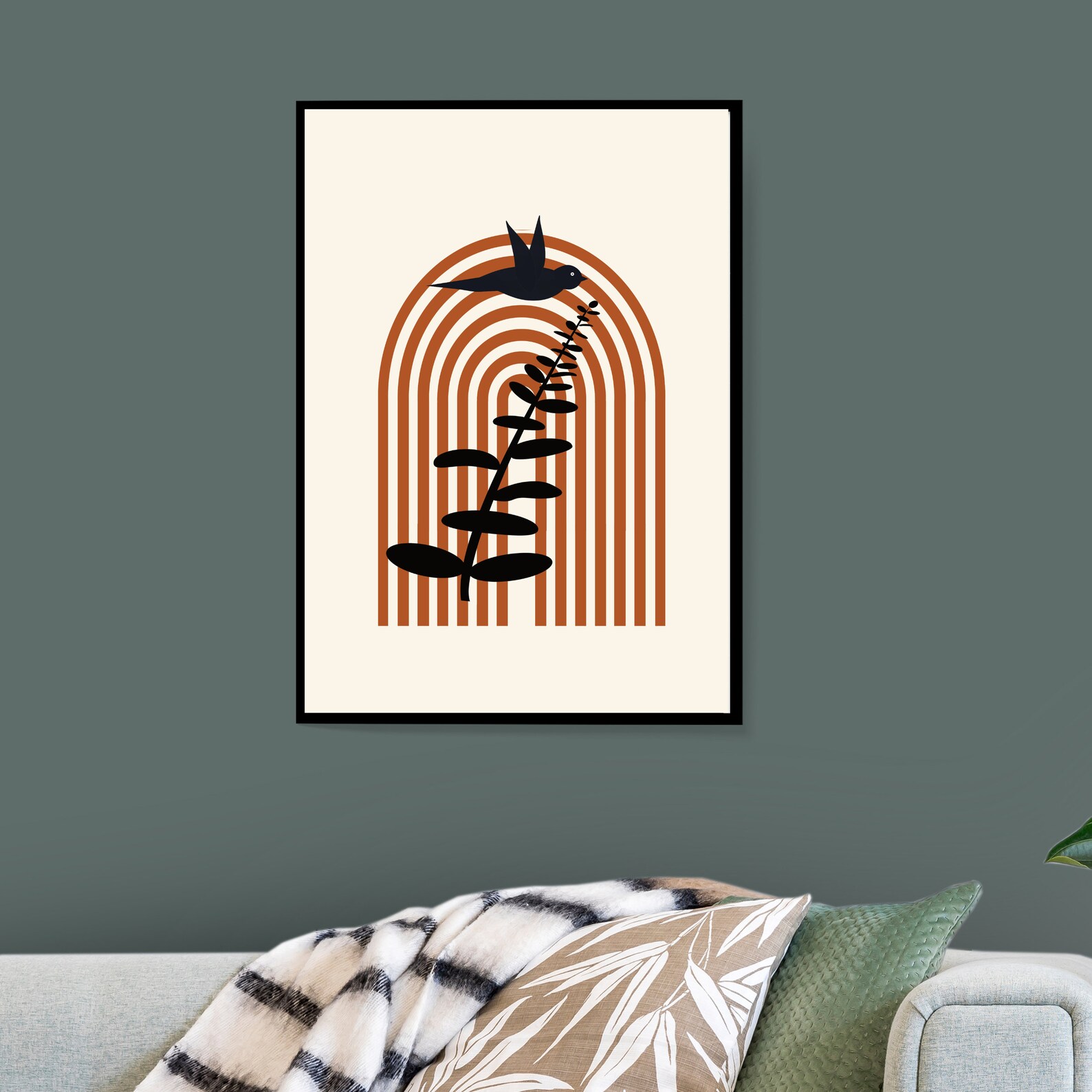 Modern Boho Rainbow Art Mid Century Printable Rainbow Graphic Bird ...