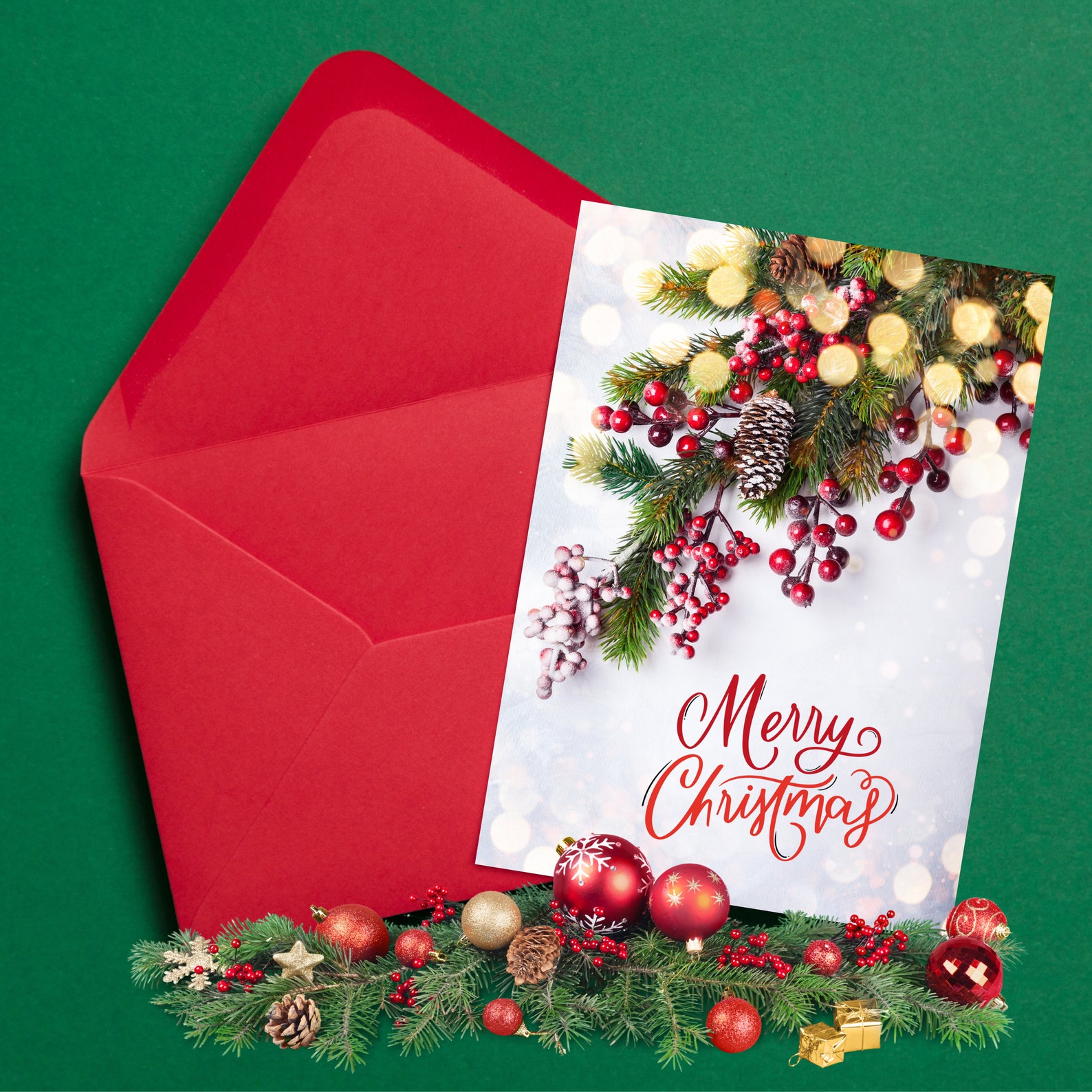 Printable Christmas Card Merry Christmas & Happy Holidays Greeting ...