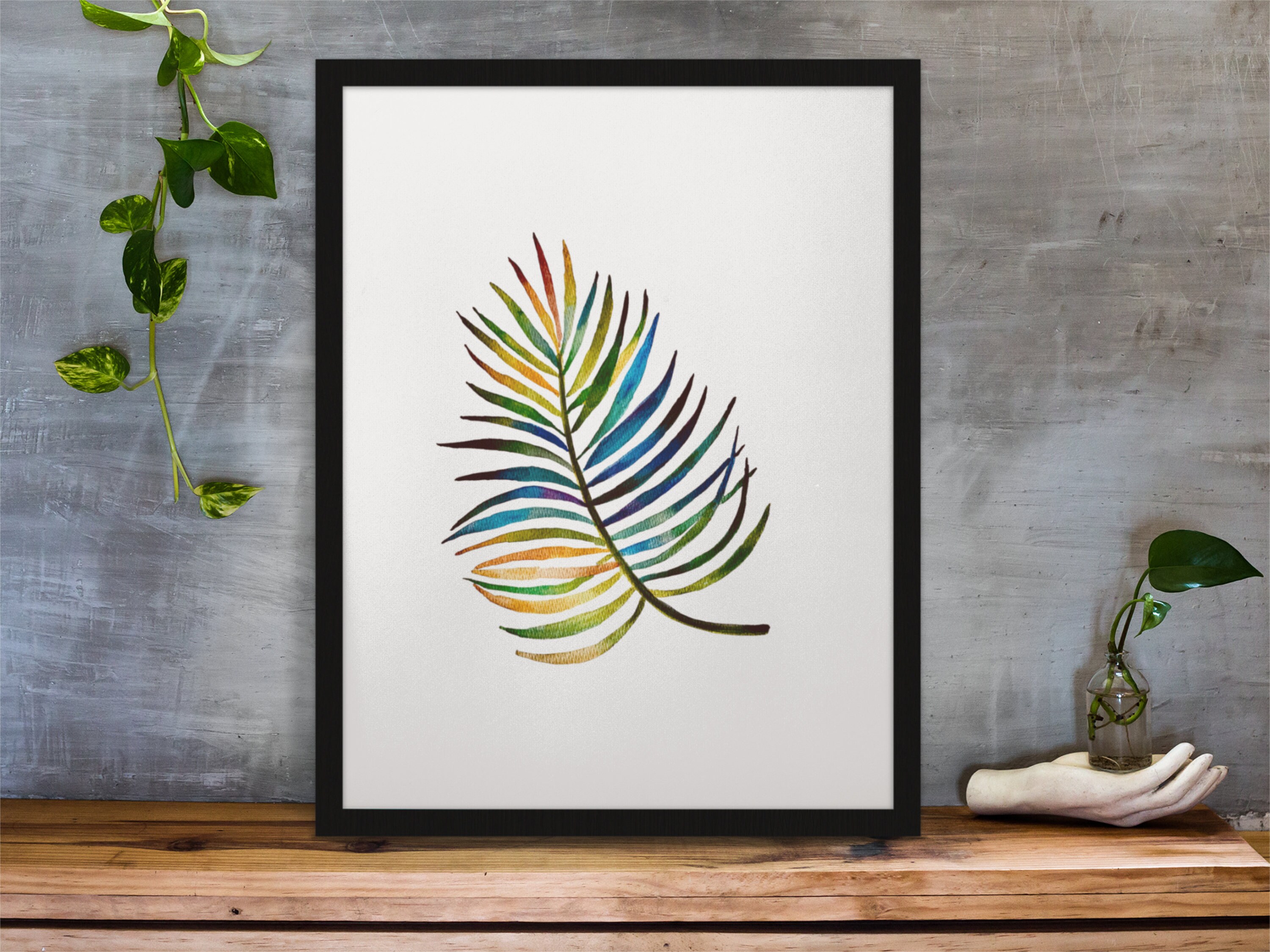 Palm Leaf Art Print, Palm Leaf Printable, Tropical Palm Leaf Download ...