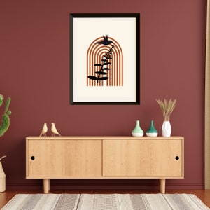 Modern Boho Rainbow Art Mid Century Printable Rainbow Graphic Bird ...