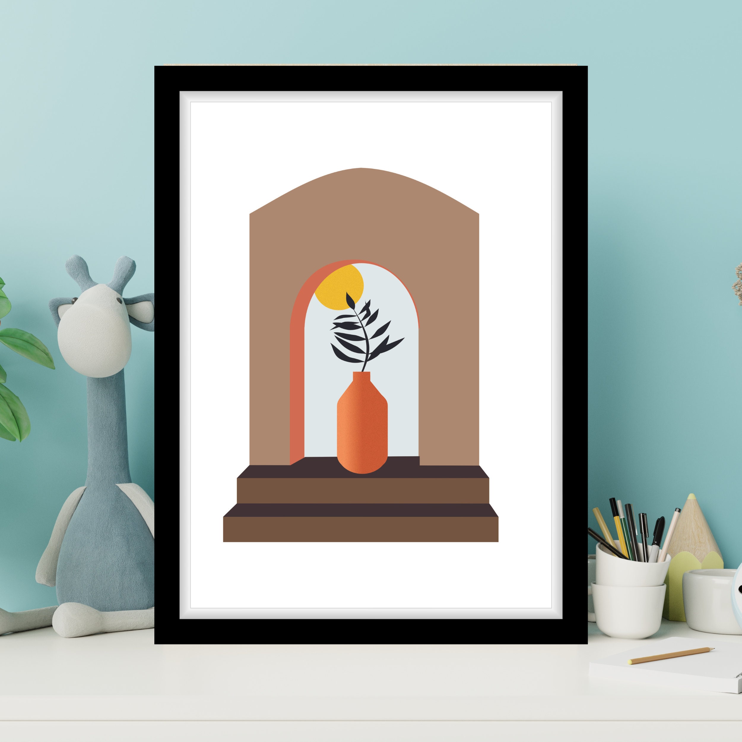 Abstract Vase Digital Print, Boho Printable Arch, Boho Vase Digital Art ...