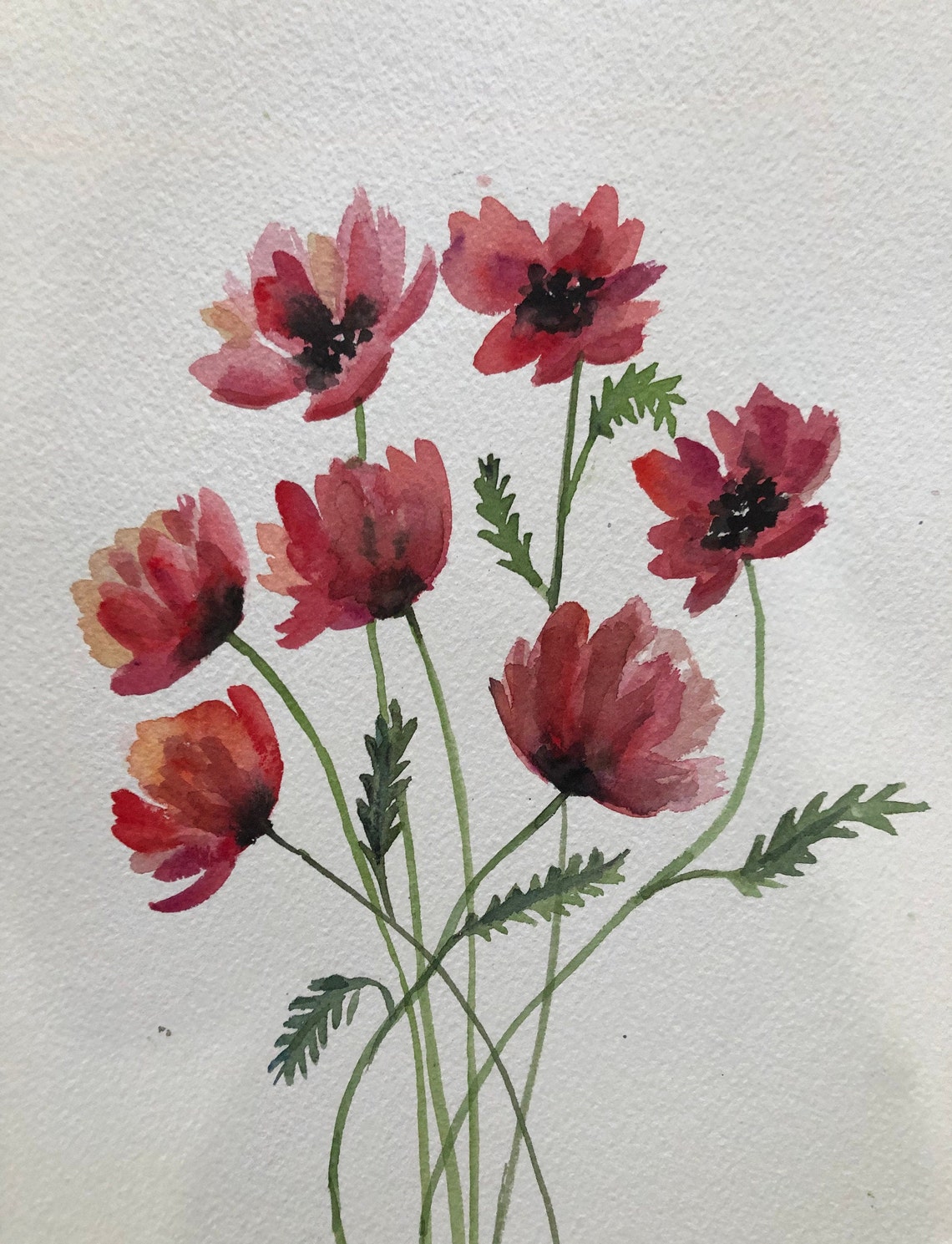 Printable Red Watercolor Flowers Red Poppies Art Print | Etsy