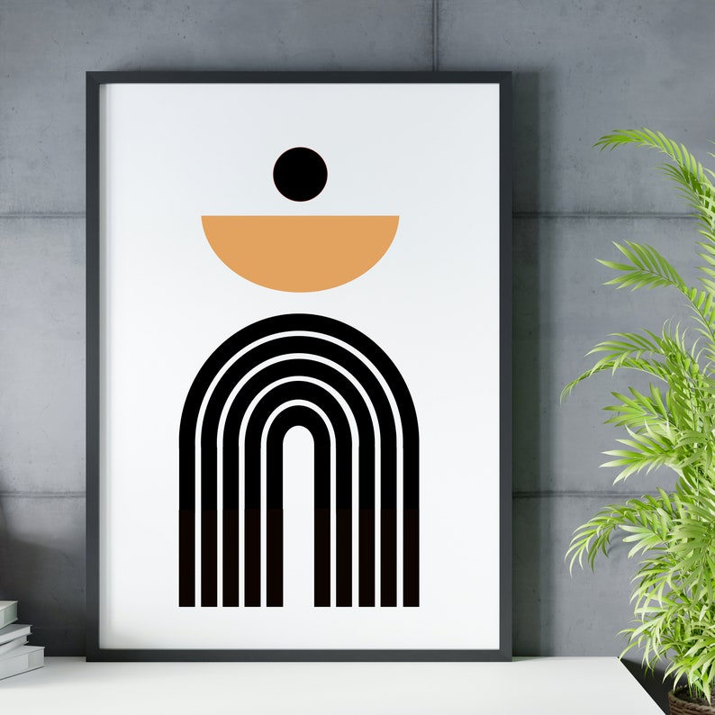 Modern Mid Century Rainbow Print Digital Rainbow Artwork Download Black ...