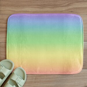 Rainbow Bathroom Mat Pastel Bath Rug Ombre Bathmat Gradient Mat ...