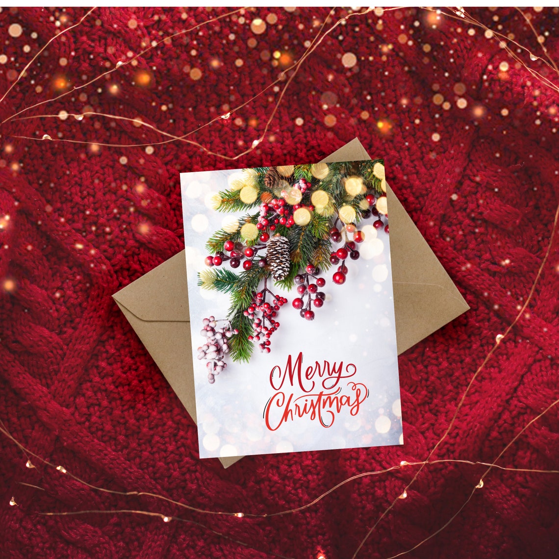 Printable Christmas Card Merry Christmas & Happy Holidays Greeting ...