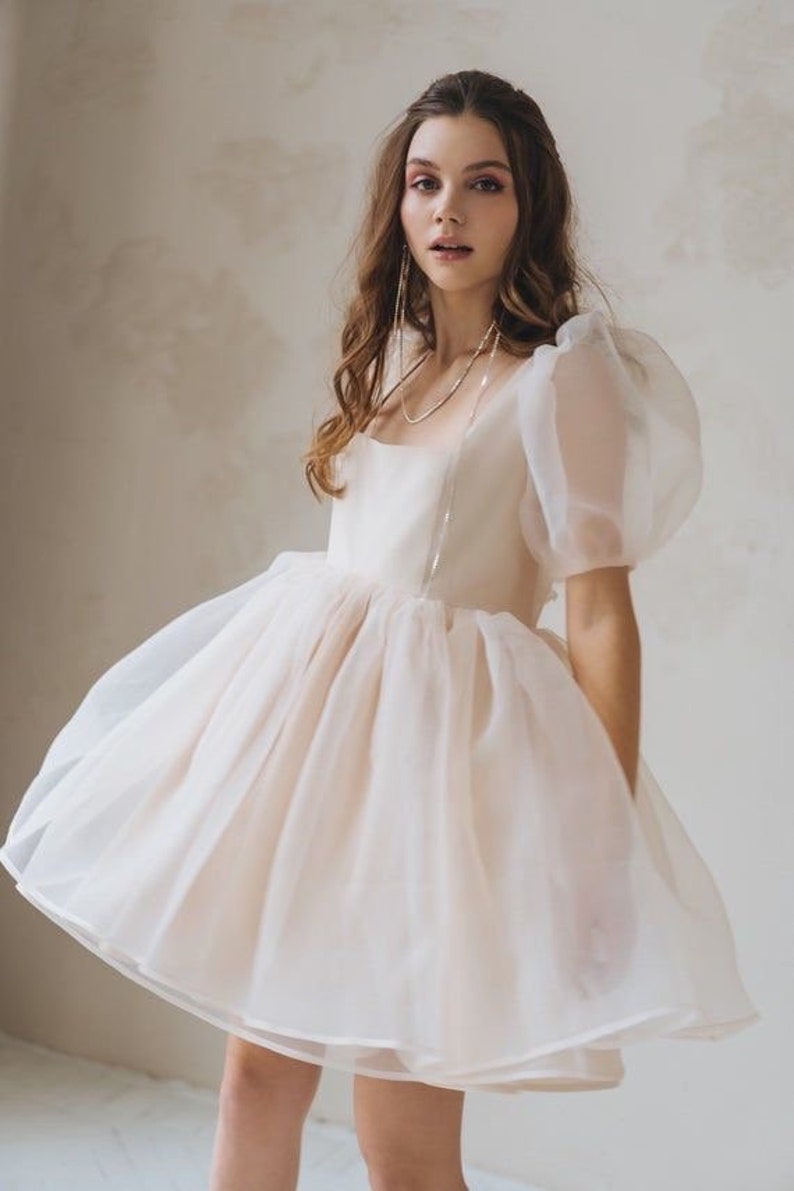 Soft Organza Mini Puff Dress | Short Prom Dresses | Puff Sleeve Dress ...