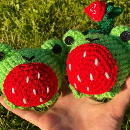 Crochet Fluffy Strawberry Frog - Etsy