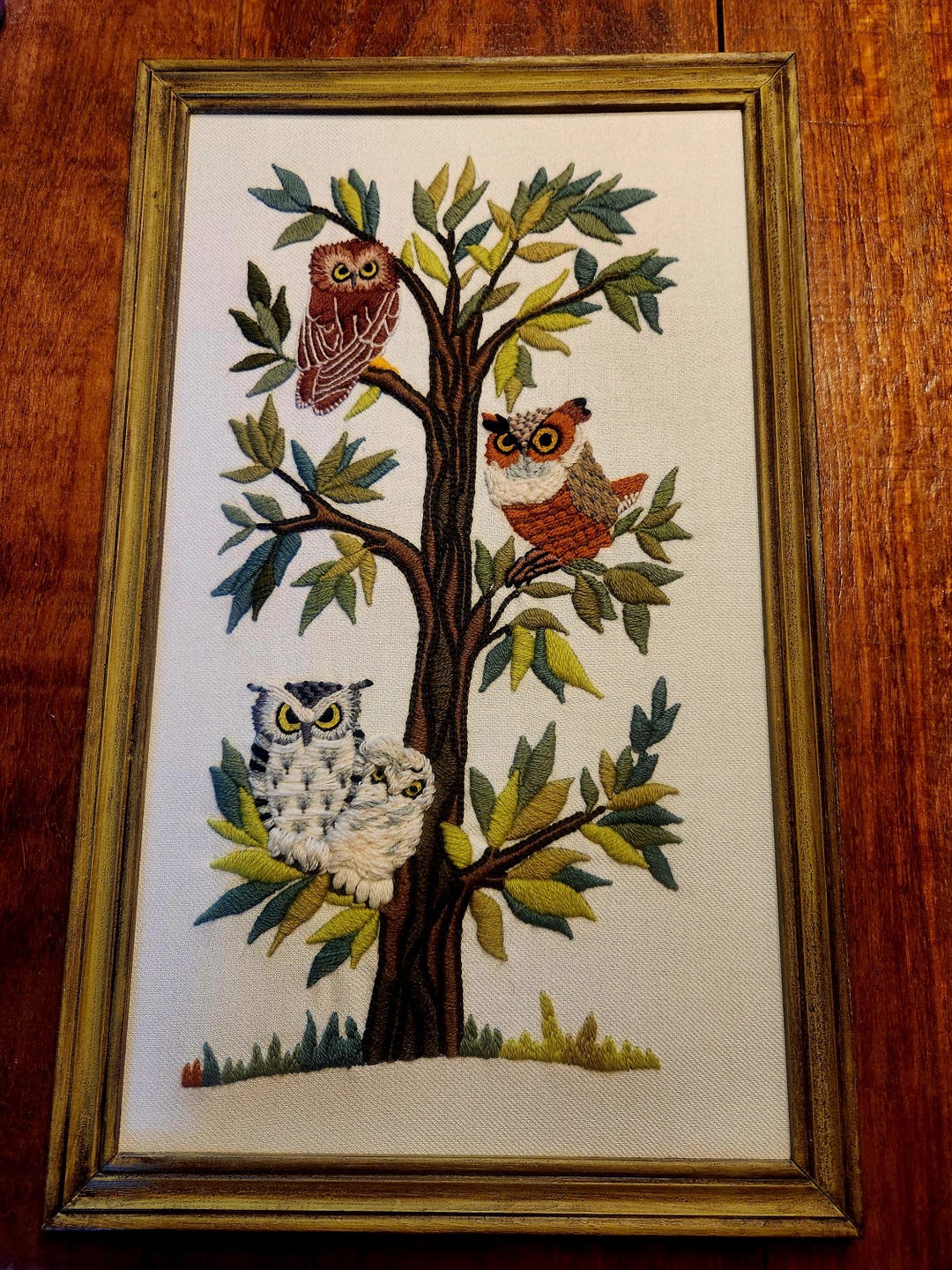 Owl Tree Crewel Erica Wilson 1971 No. 7158 Embroidered Minerva ...
