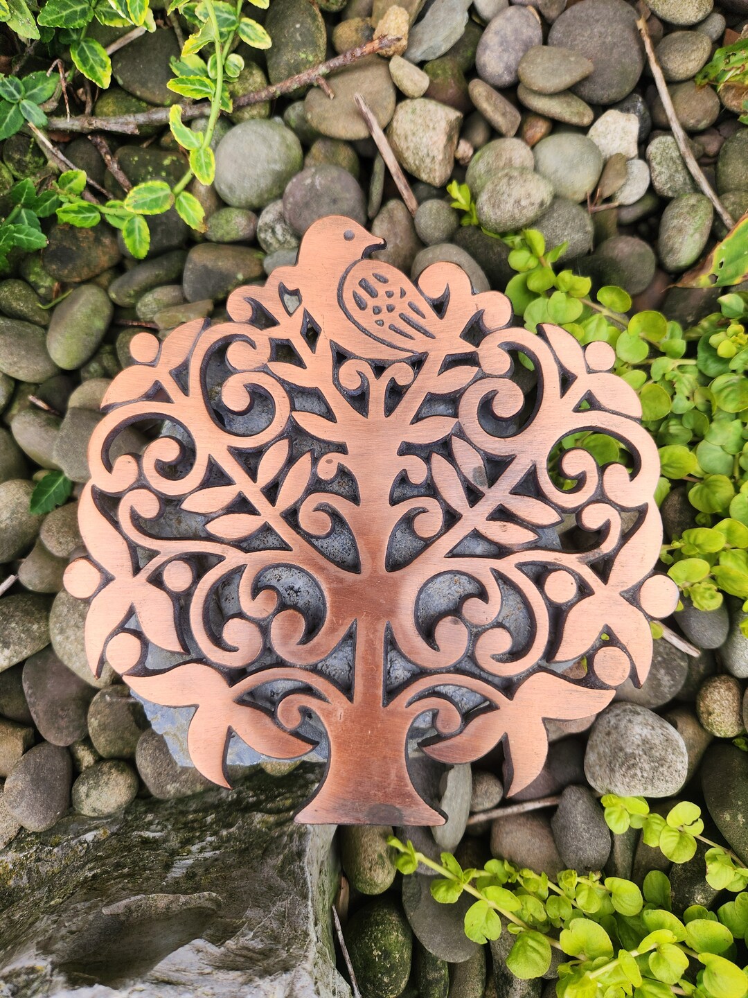 Trivet Cast Iron Copper Tree of Life Bird Dove Vintage - Etsy