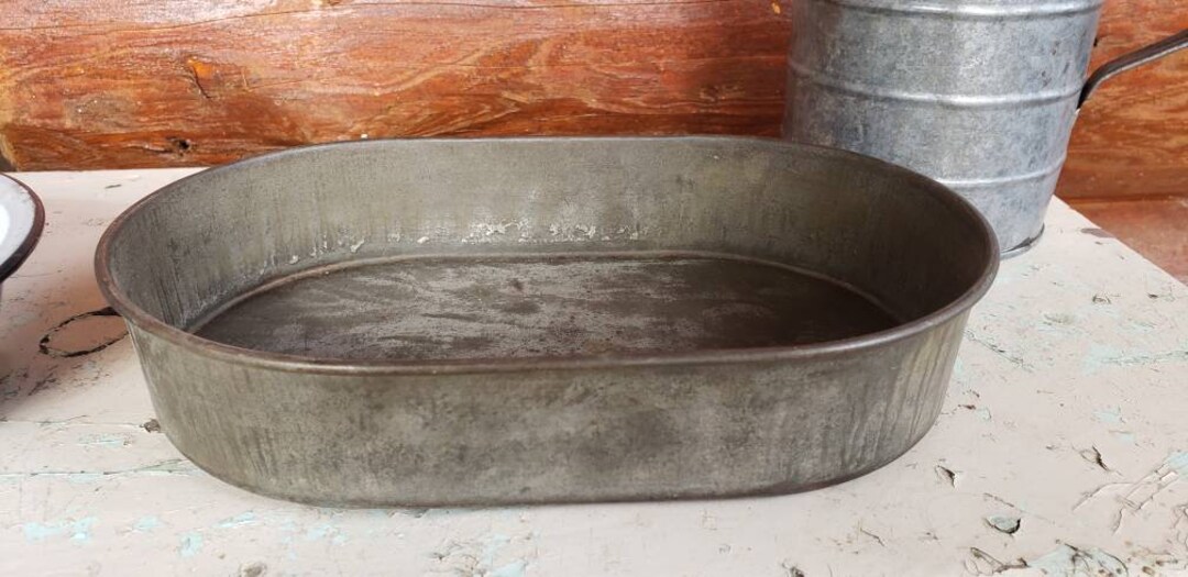 Tin Oval Tray Organizer Rustic Farmhouse Vintage - Etsy