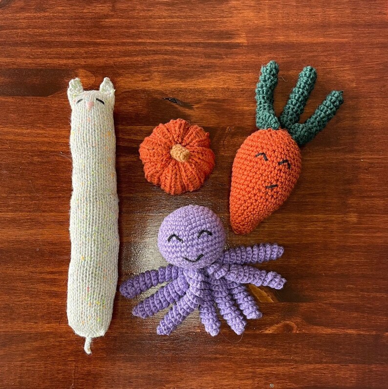 Crochet Octopus Carrot and Pumpkin With Catnip Kitty Kicker - Etsy
