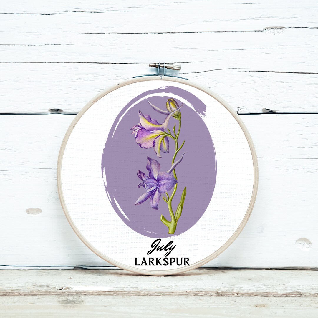 Birth Month Flower L July Larkspur L Cross Stitch Pattern L Floral ...