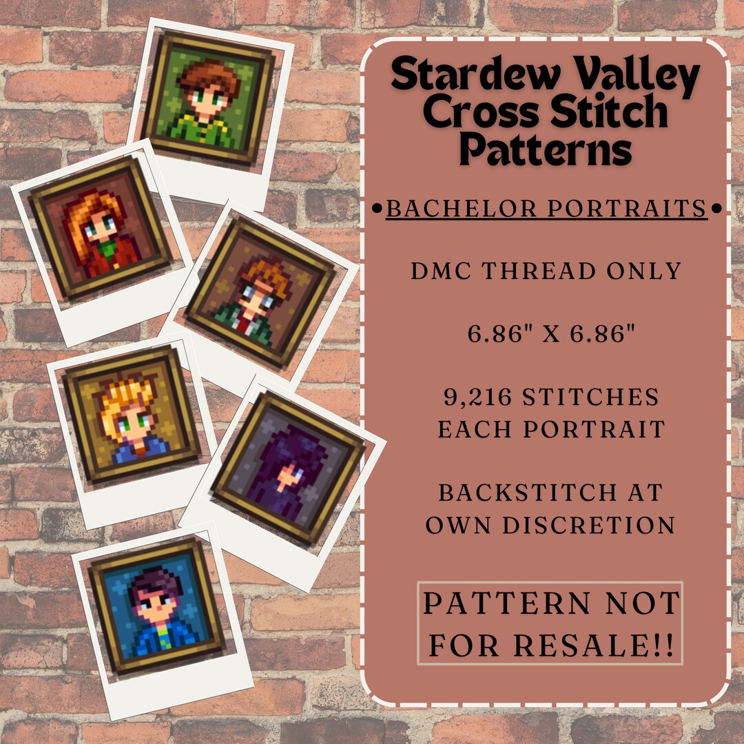 Stardew Valley Cross Stitch Patterns - Bachelor Portraits - Etsy