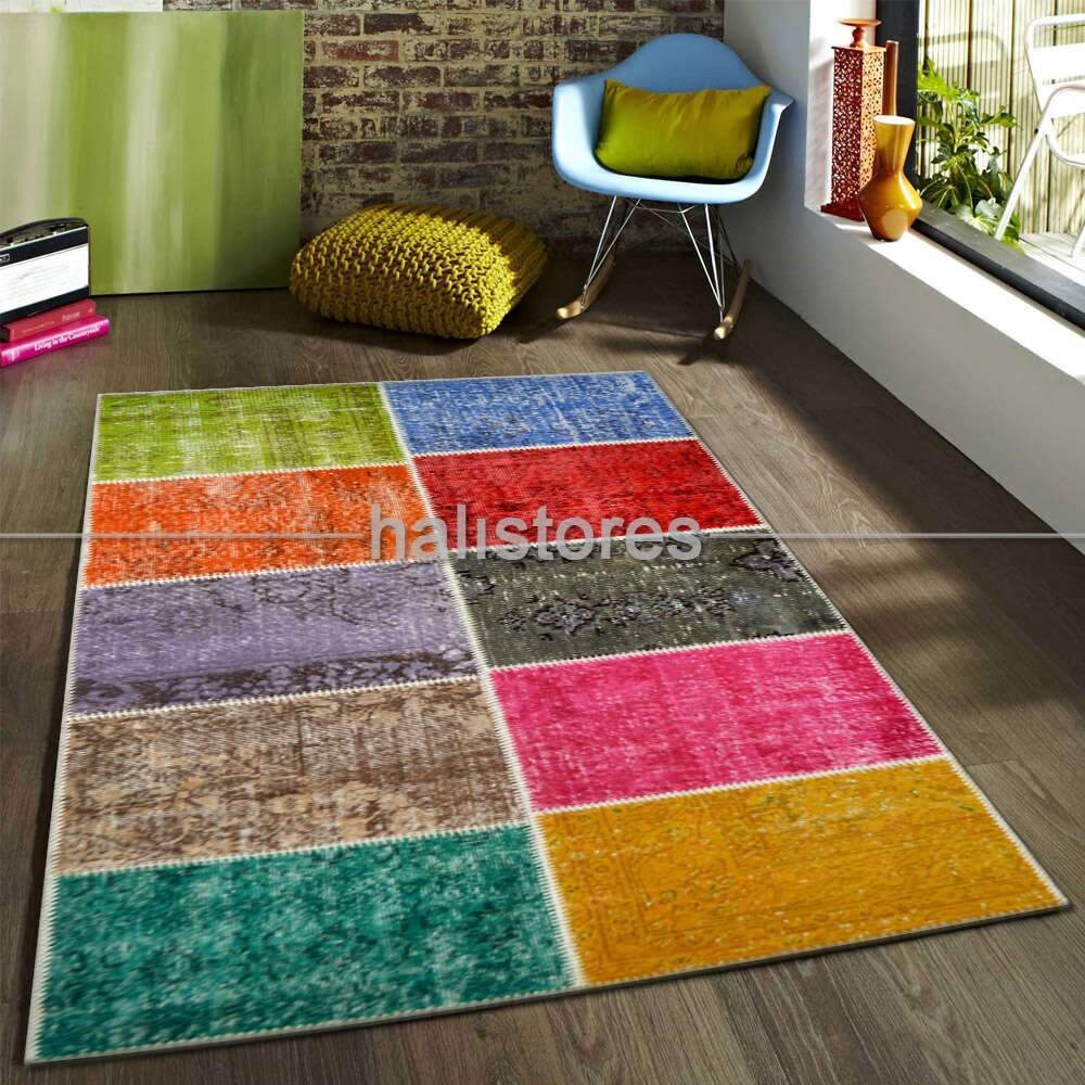 Nursery Rug Colorful Kitchen Rug Overdyed Rug Hand Woven | Etsy