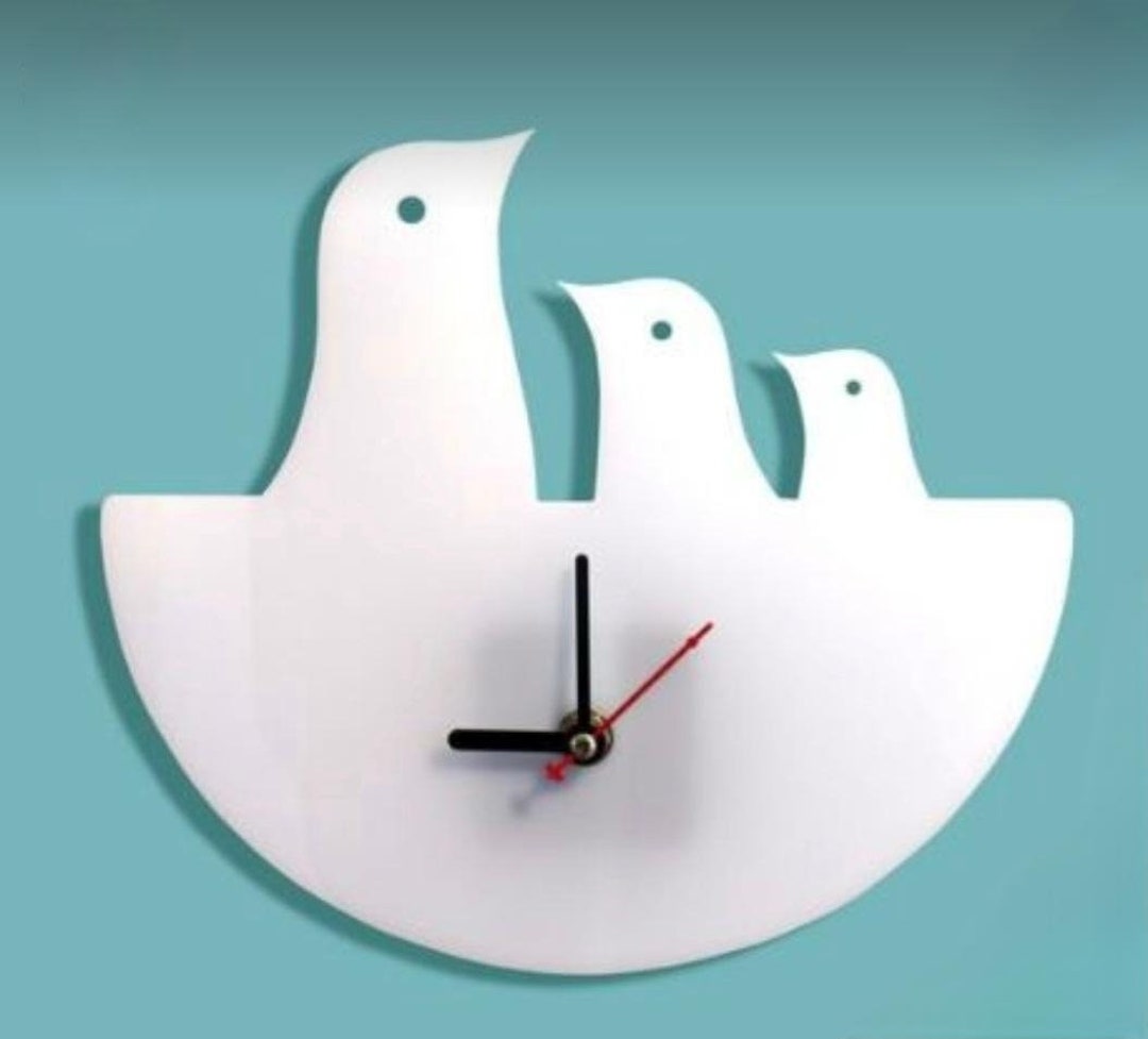 Laser File Clock Pigeons Wall Clock Birds Clock SVG Cuting File Laser ...