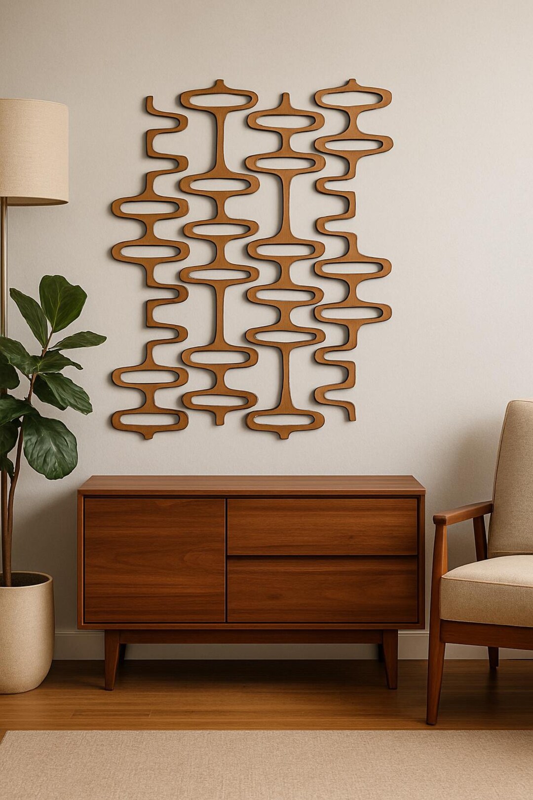 Laser File Retro 5 Mid Century Wall Art Vintage Wood SVG Cutting File ...