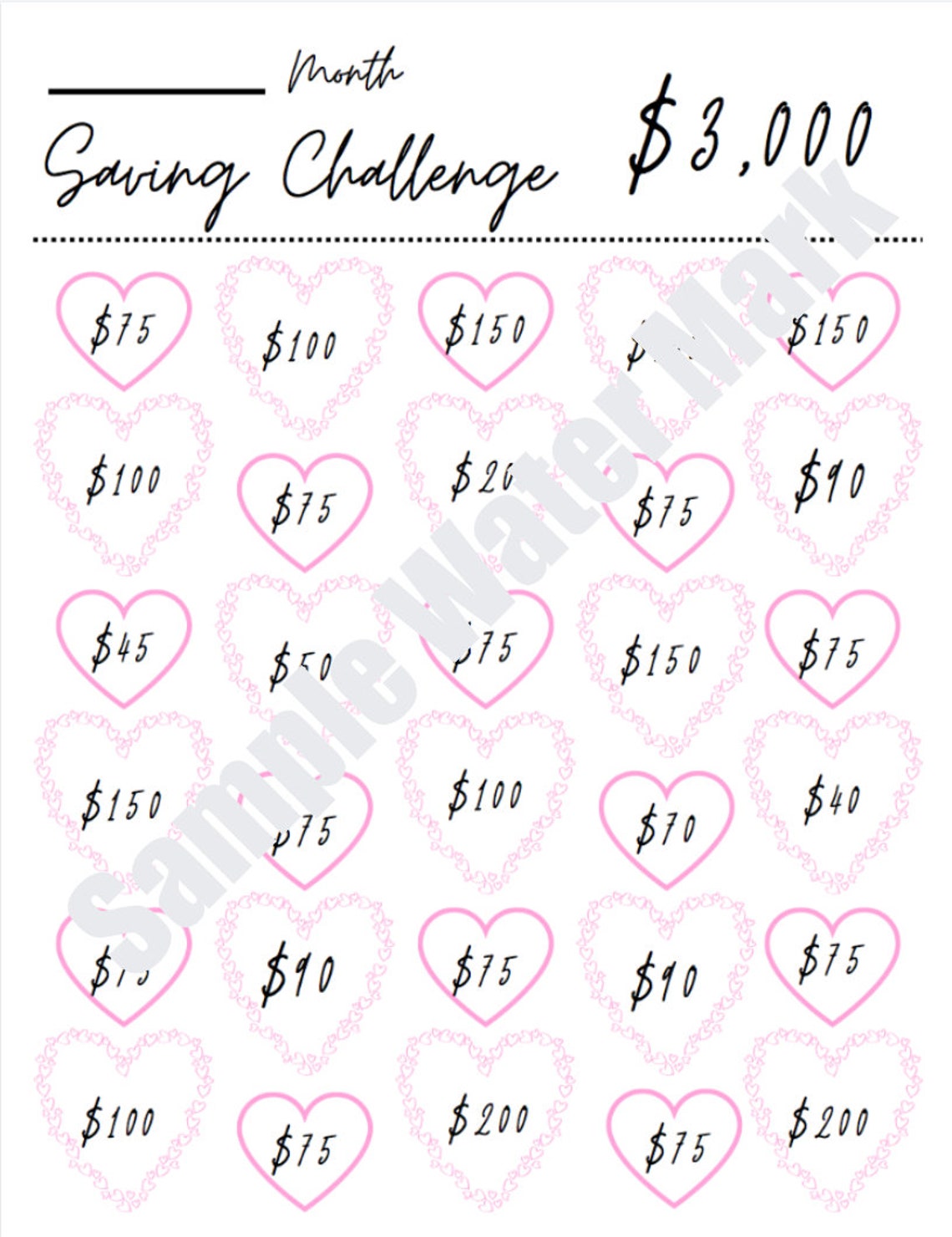 Monthly Saving Challenge Printable - Etsy