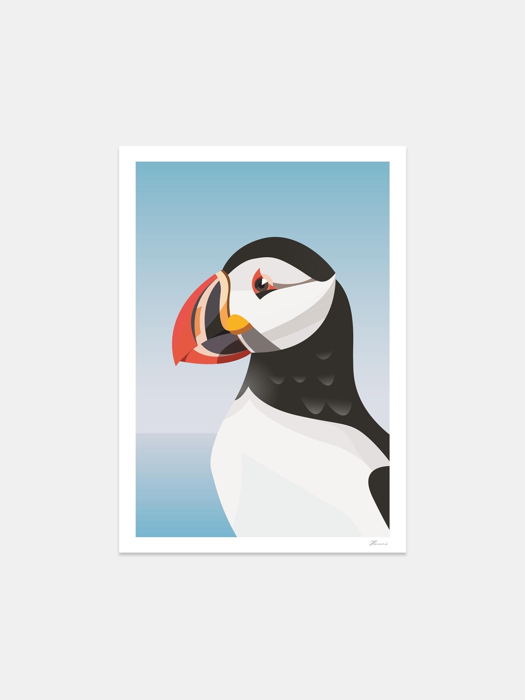 Puffin Art Print, Puffin Illustration, Puffin Wall Art, Puffin Painting ...