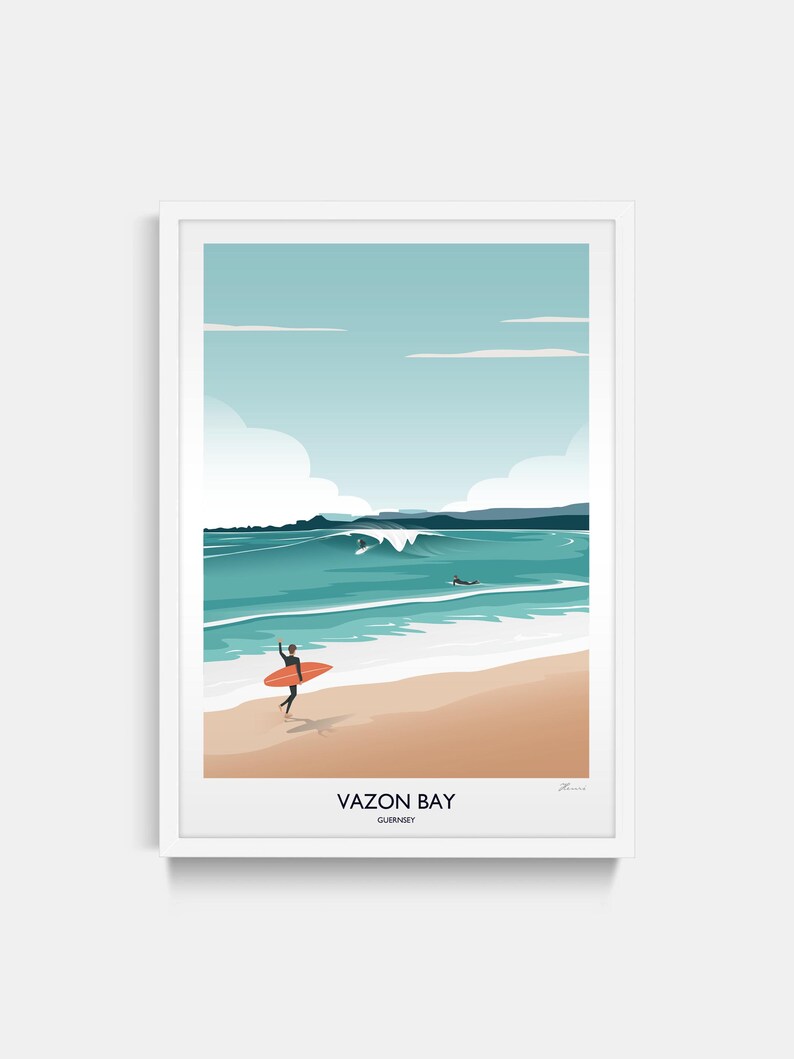 Vazon Bay Print, Guernsey Art Print, Print, Travel, Channel Islands ...