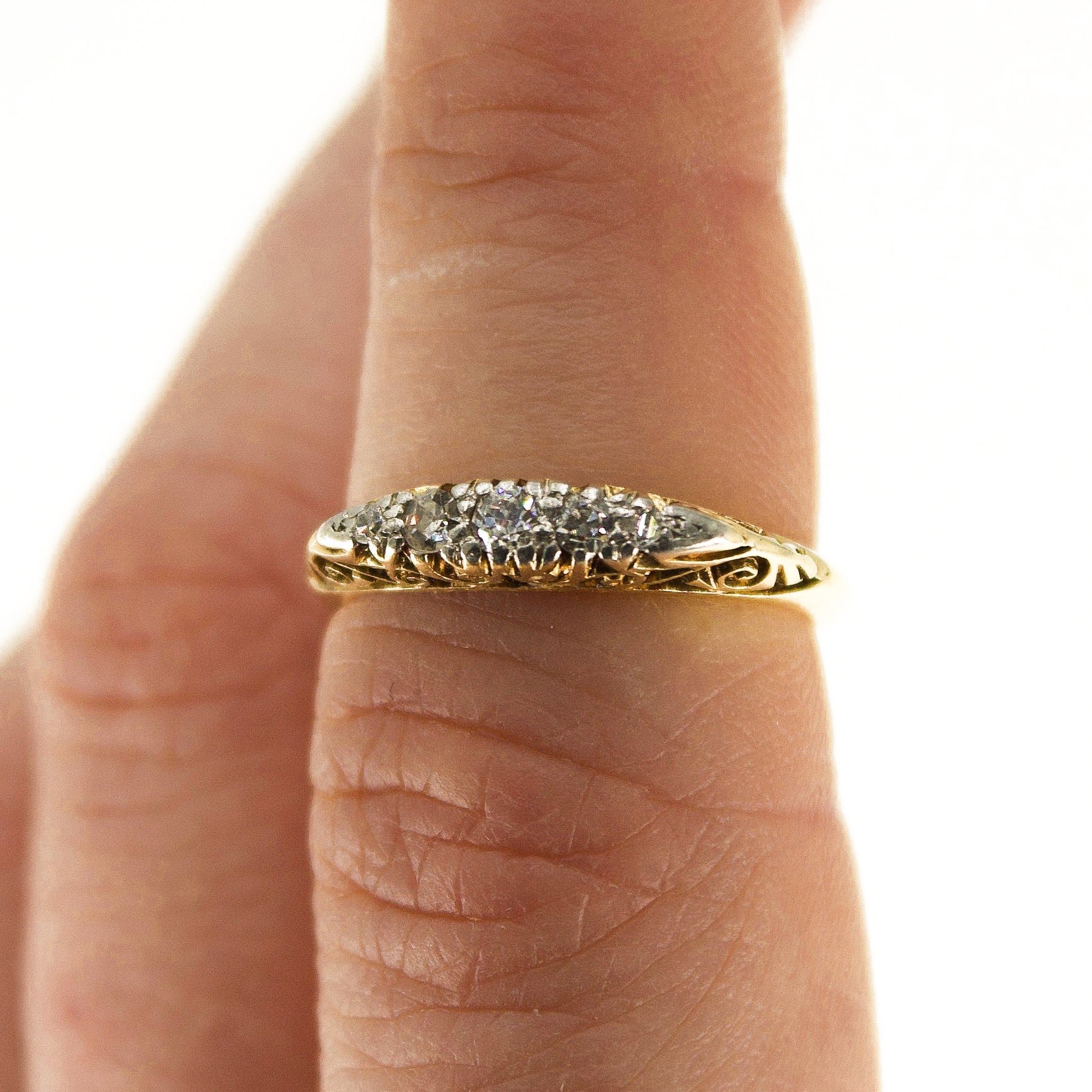 Vintage 5 Stone Ring Diamond and Yellow Gold Ring Uk Size J1/2 BHS ...