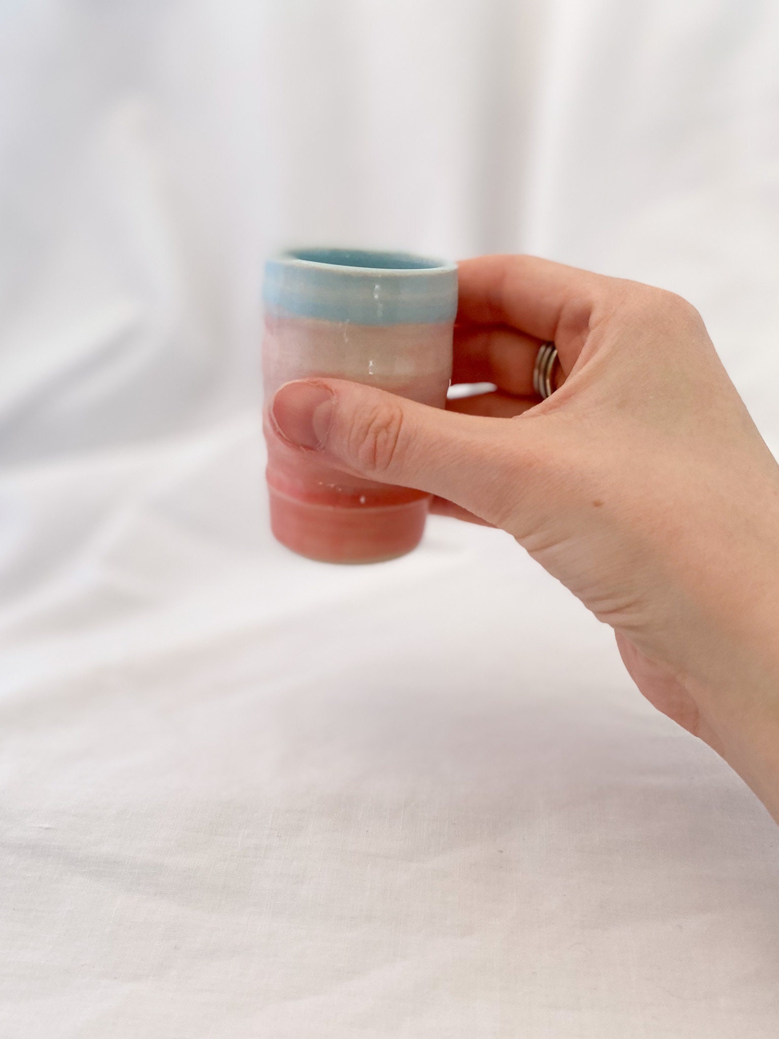 White Stoneware Sunset Ceramic Bump Shot Glass - Etsy