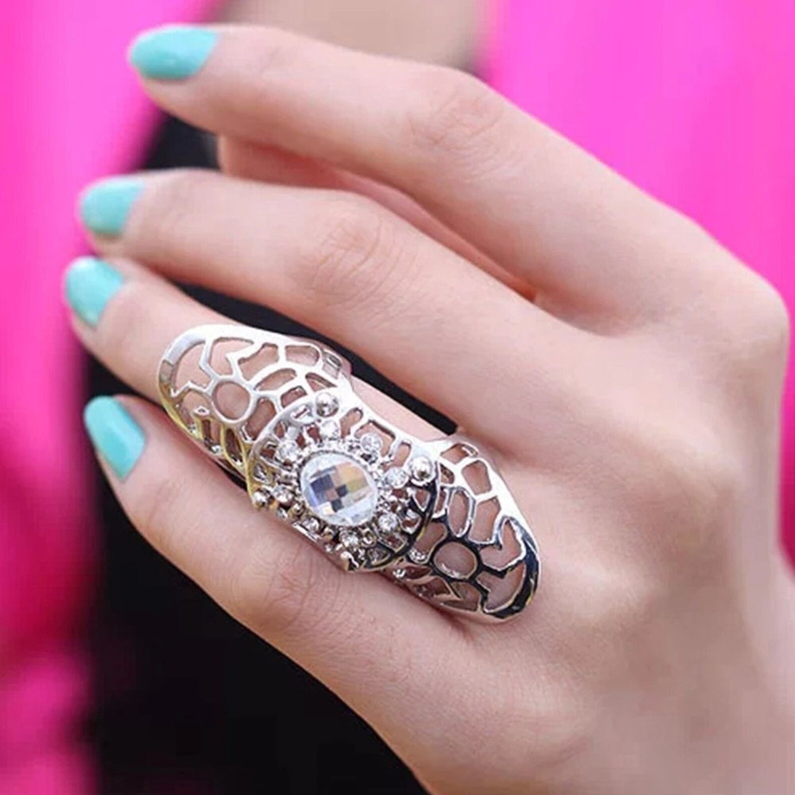 Full Finger Claw Rings, Scroll Joint Crystal Ring, Women /men Fashion ...