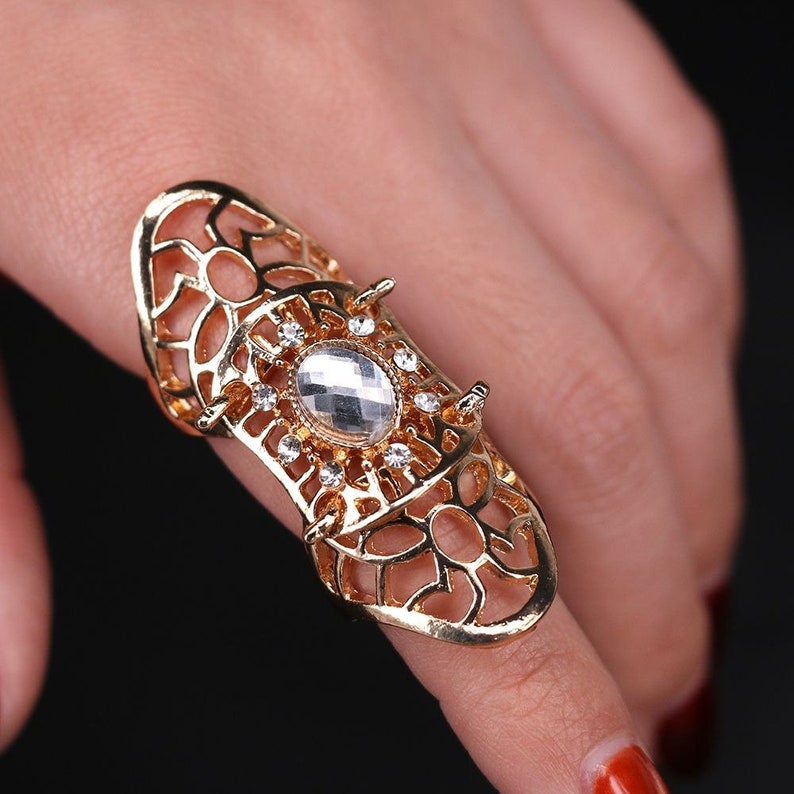 Full Finger Claw Rings, Scroll Joint Crystal Ring, Women /men Fashion ...