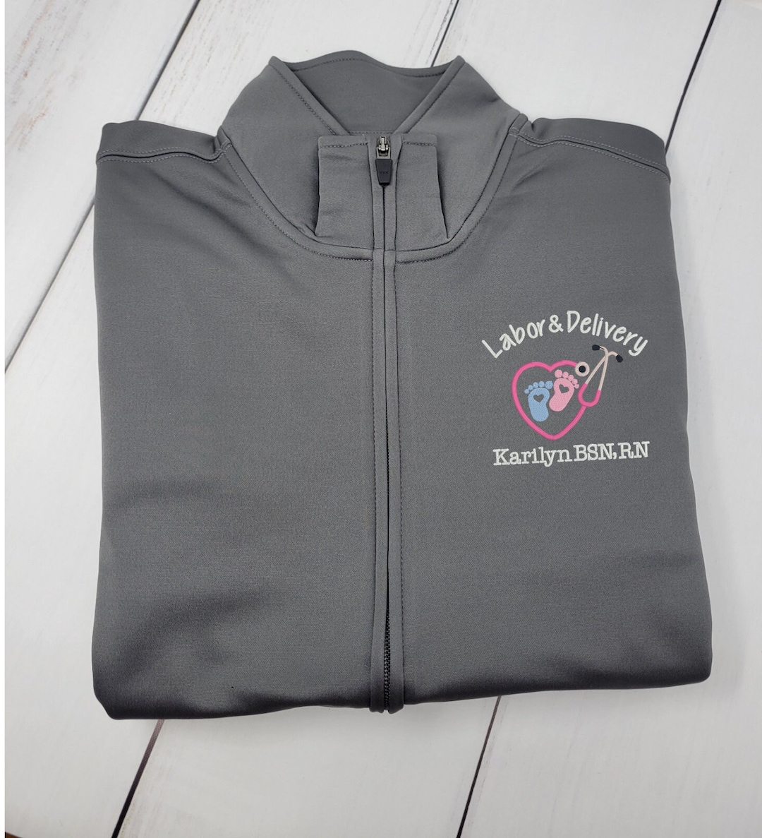 Custom Embroidered Nurse/doctor Fleece Jacket: Heart Labor & Delivery ...