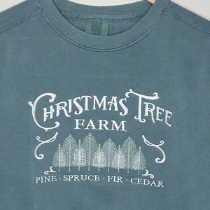 Vintage Christmas Tree Farm Comfort Colors Green Embroidered - Etsy