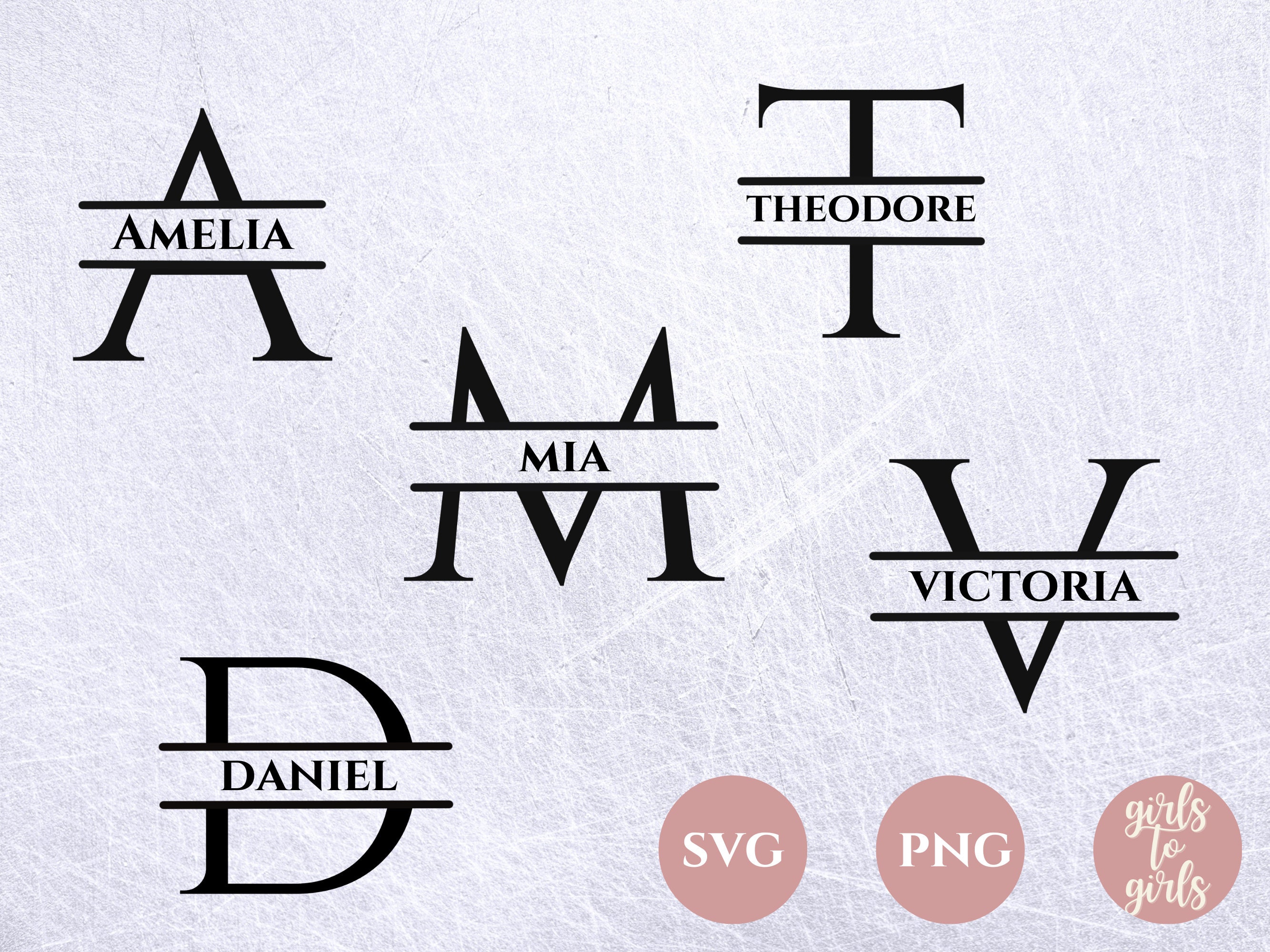 Split Monogram Alphabet SVG, PNG I Monogram Split Letters I Split ...