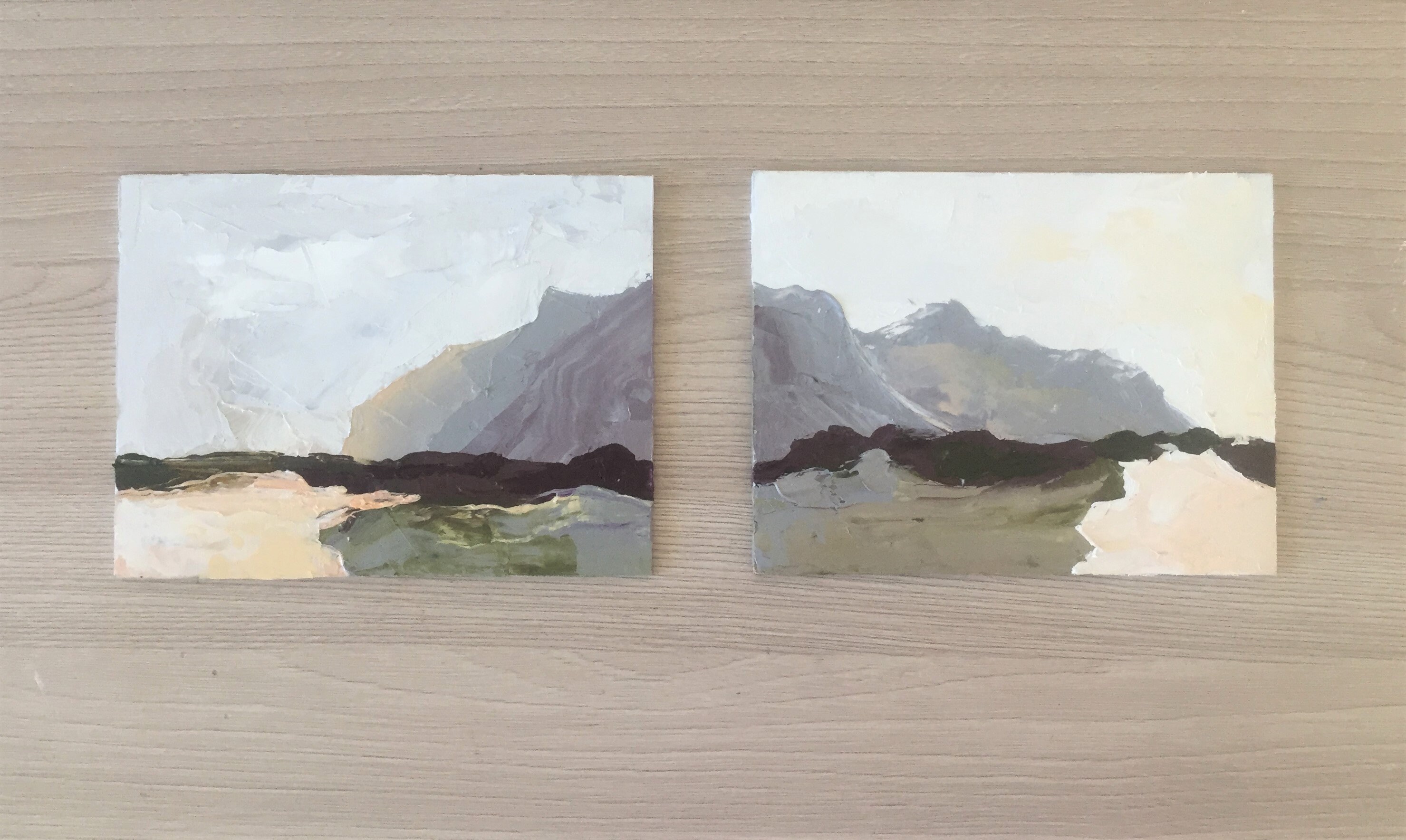 Landscape Painting Minimalism Original Art Mountain Landscapes | Etsy