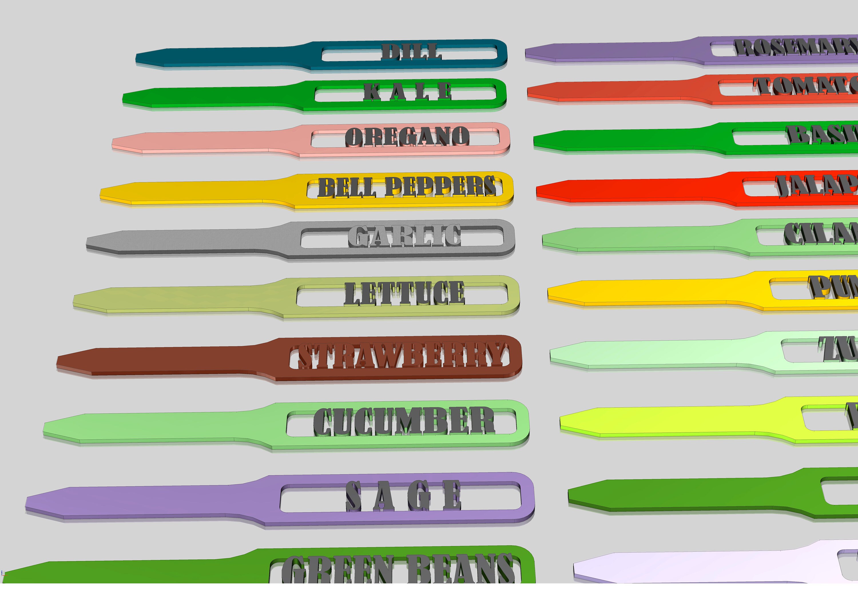 Garden Labels Set, 3d Stl Cnc Model - Cilantro, Oregano, Onion, Lettuce ...