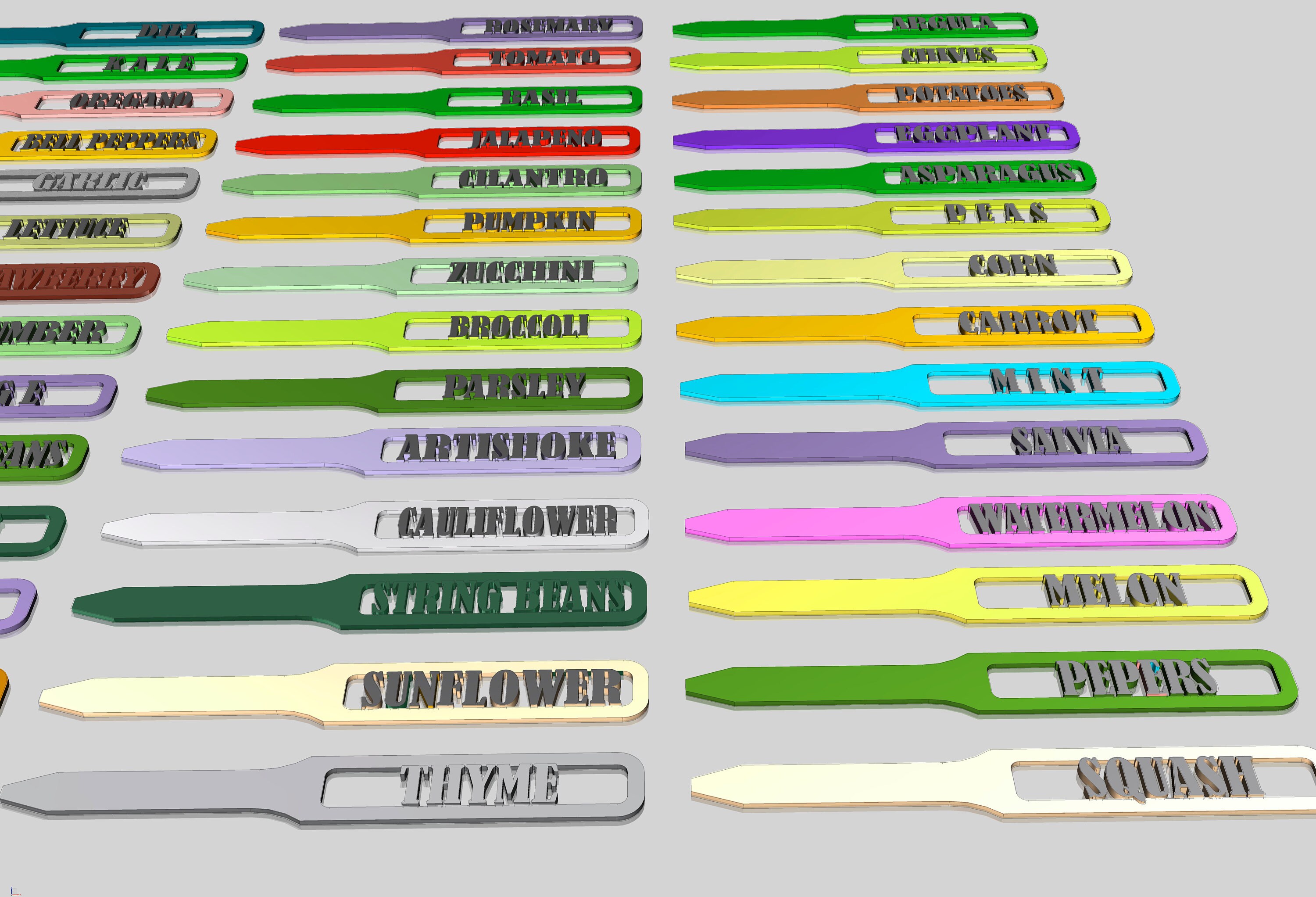 Garden Labels Set, 3d Stl Cnc Model - Cilantro, Oregano, Onion, Lettuce ...