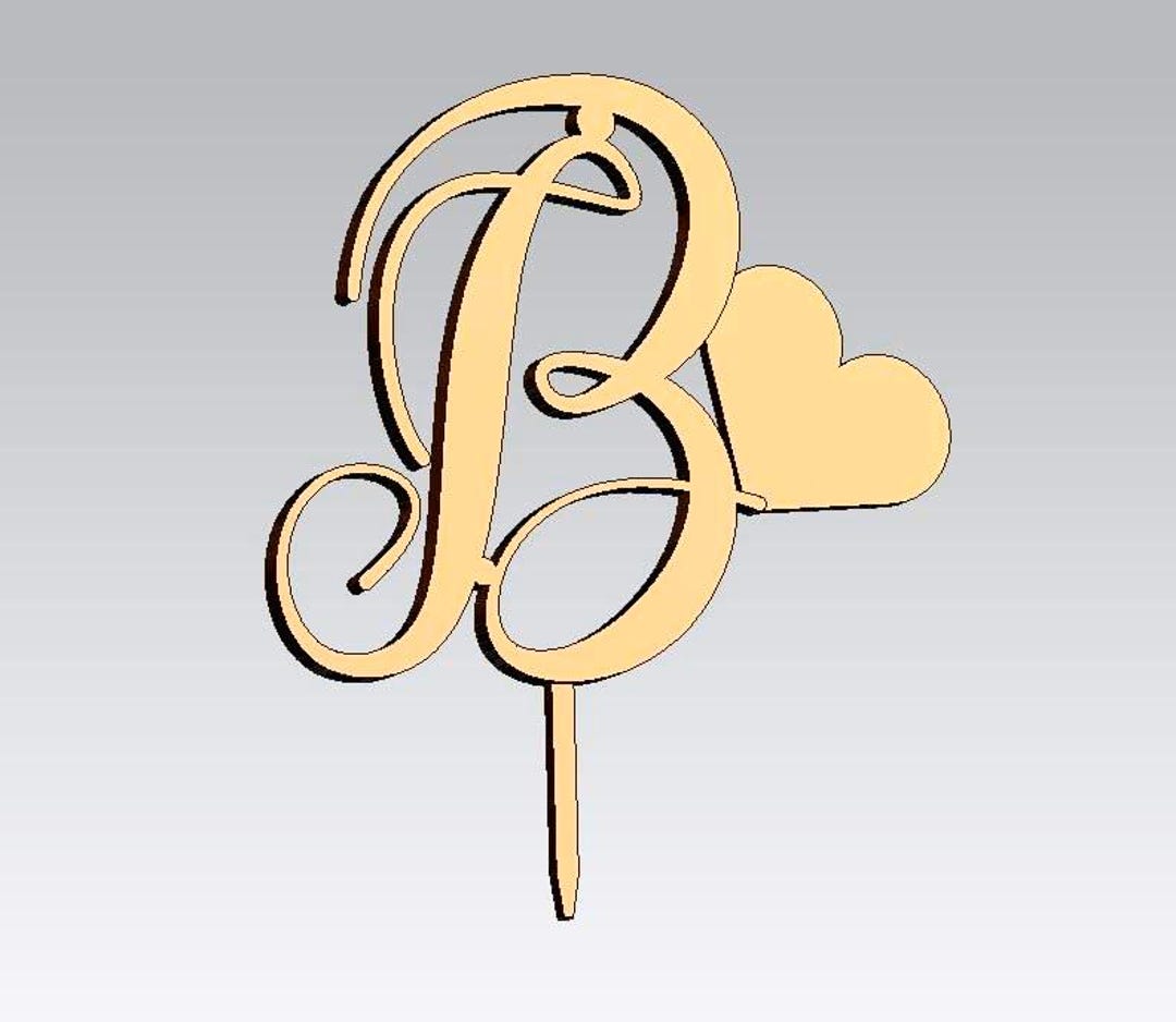 Elegant Custom Initial Cake Topper With Heart – Personalized Letter ...