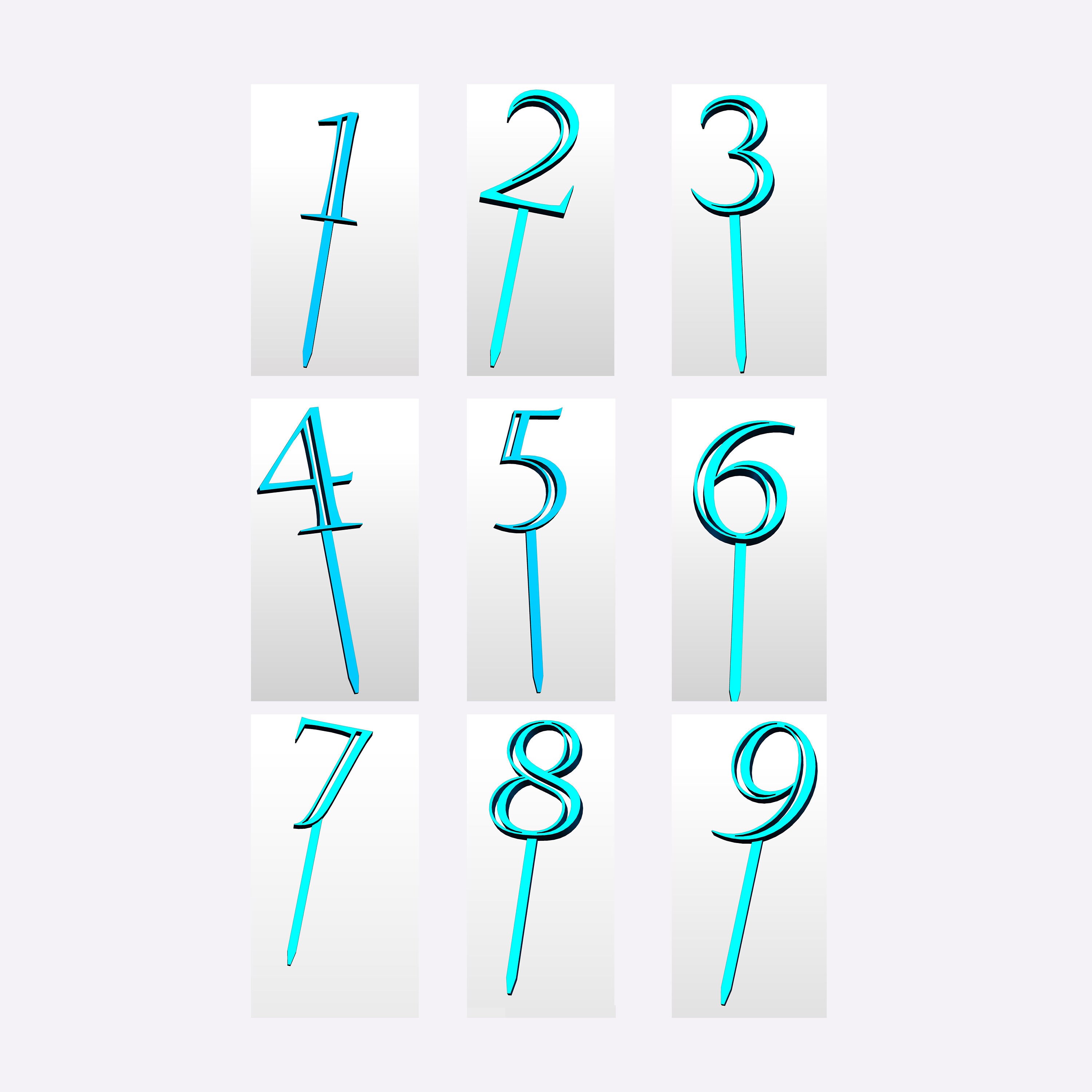 Digit Cake Topper, Numbers Svg Stl File. 1 Year Digit, 3 Year Digit ...