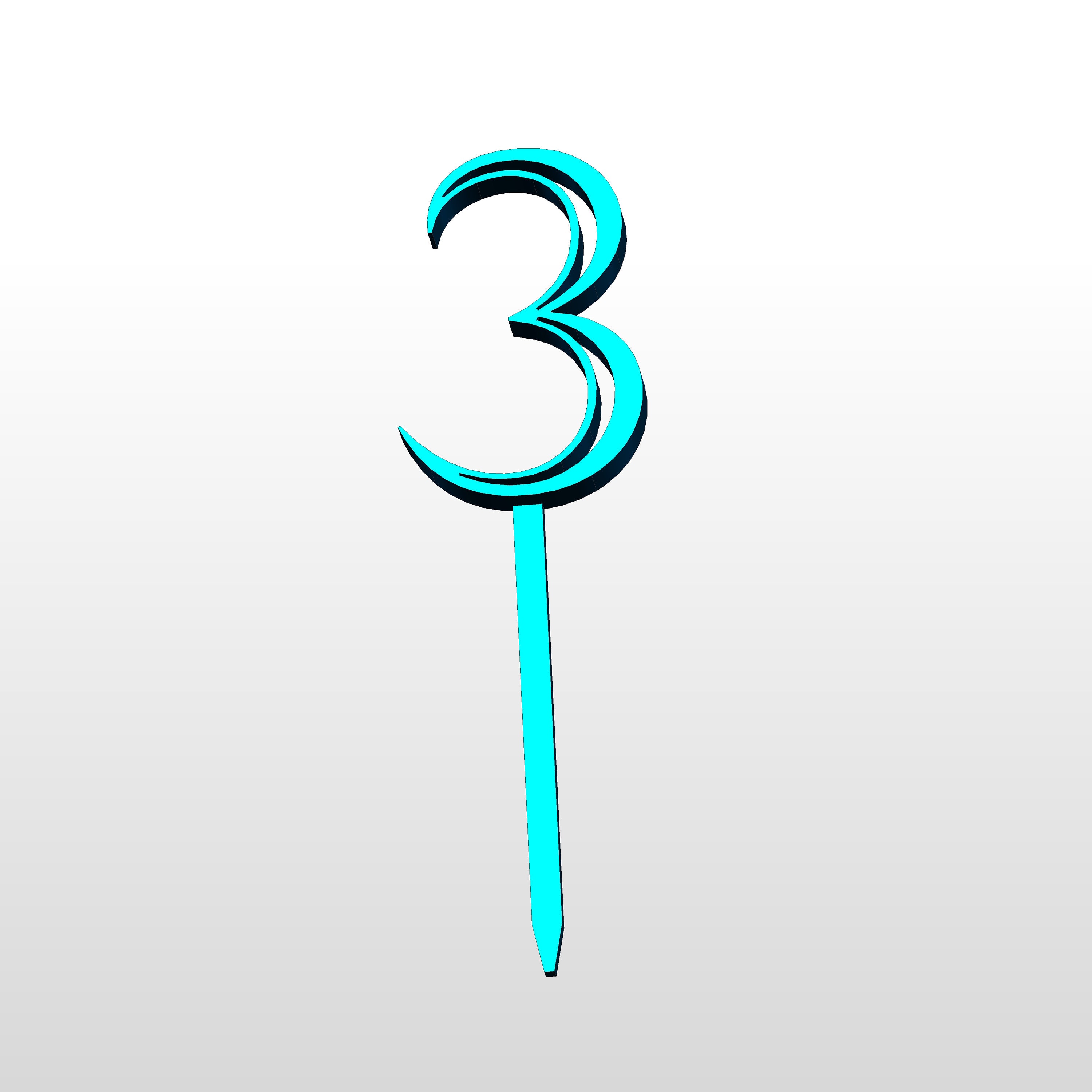 Digit Cake Topper, Numbers Svg Stl File. 1 Year Digit, 3 Year Digit ...