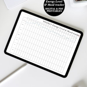Energy Level and Mood Tracker Weekly Daily Hourly Physical State Mental ...