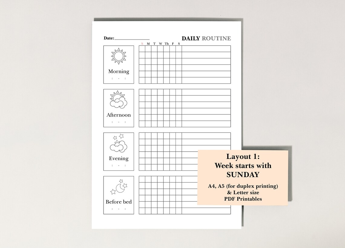 Daily & Weekly Routine To-dos Priority List A4, A5, Letter Printables ...
