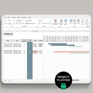 Project Planner | Project Management Progress Tracker Excel Spreadsheet ...