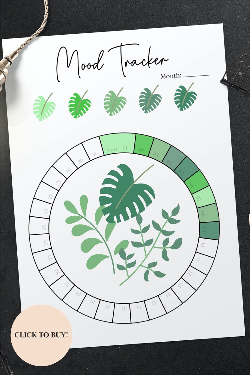 Mood Tracker Planner (bundle of 2) Printable PDF | Coffee & Green Nature Theme | Monthly Weekly ...