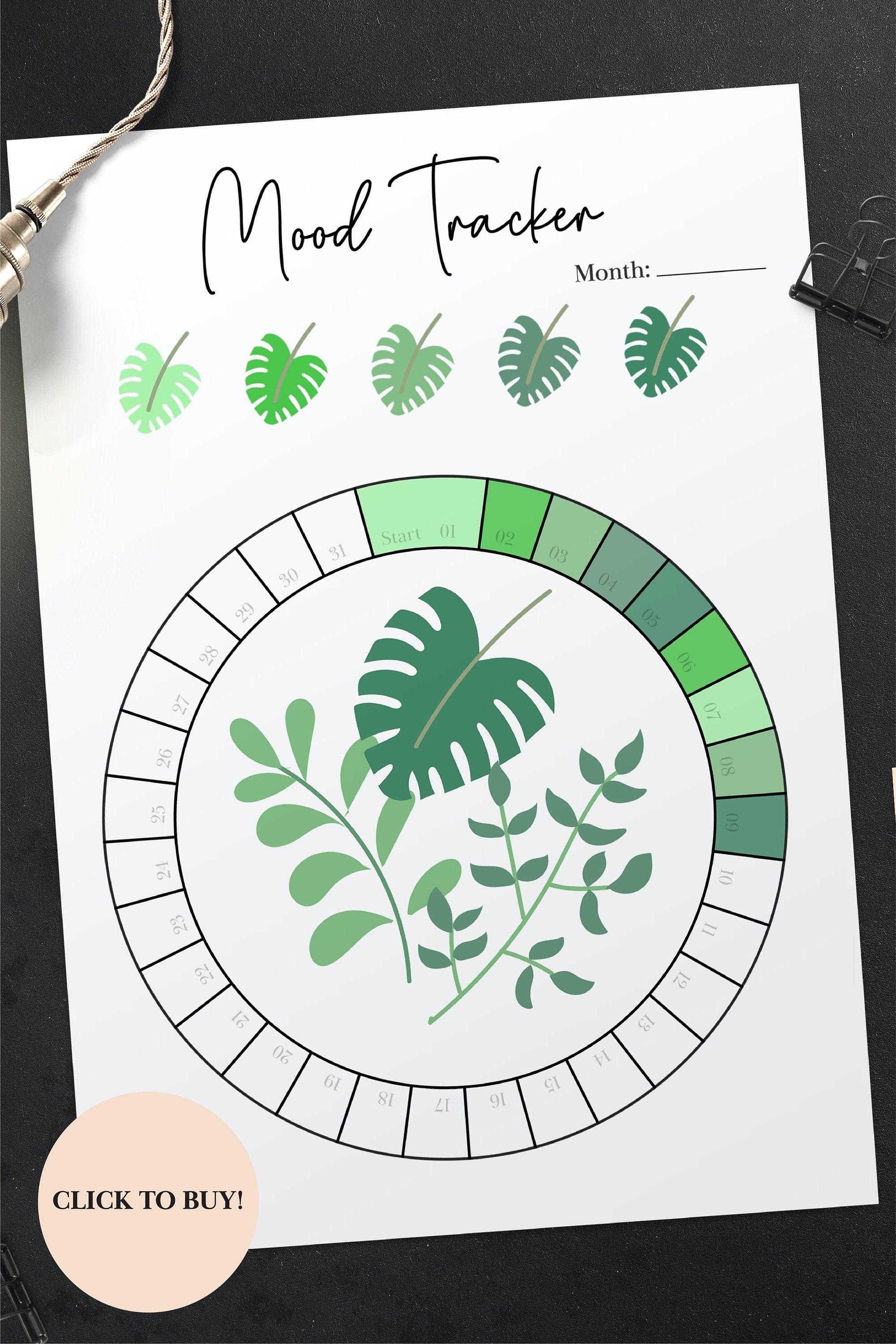 Mood Tracker Planner (bundle of 2) Printable PDF | Coffee & Green ...