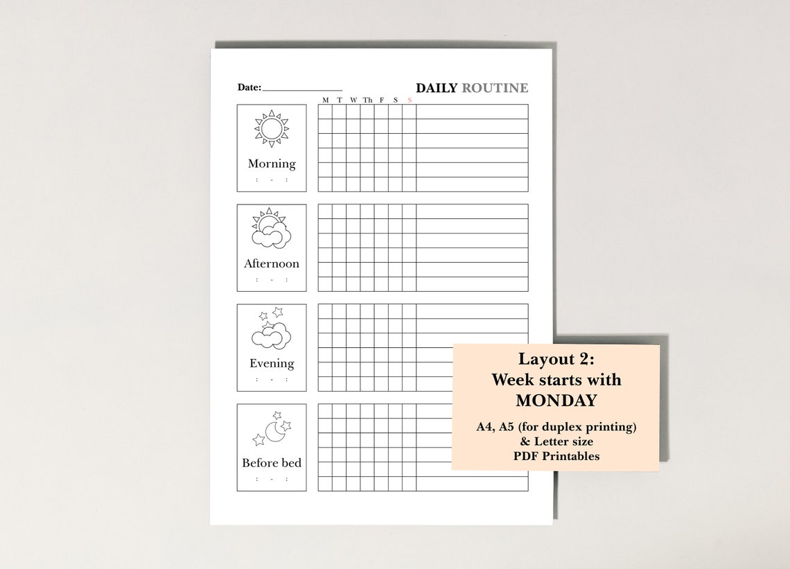 Daily & Weekly Routine To-dos Priority List A4, A5, Letter Printables ...