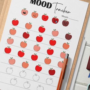 Mood Tracker Planner bundle of 2 Printable PDF Apple & Halloween ...