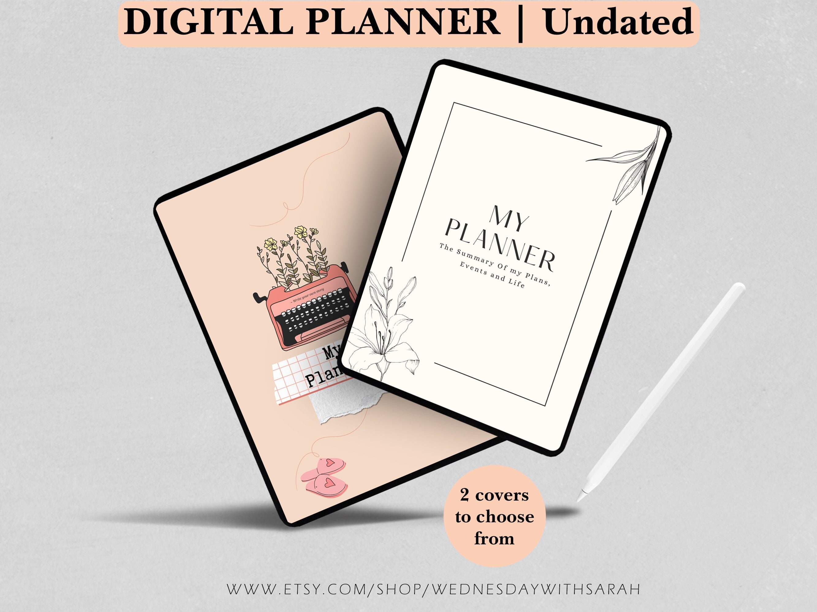 Undated Digital Planner Ipad Planner Pdf Planner Work Etsy
