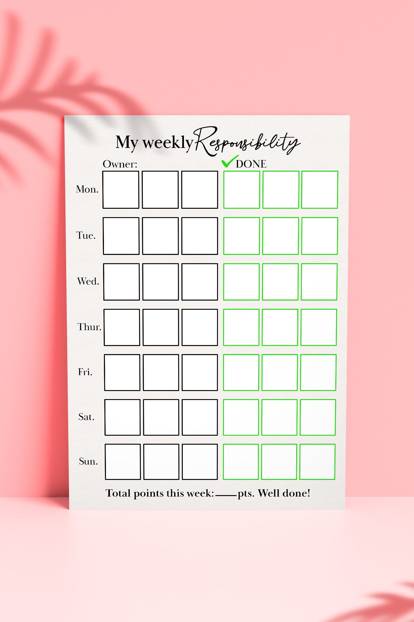 Responsibility Chores Charts POINT-BASED Printables PDF for - Etsy