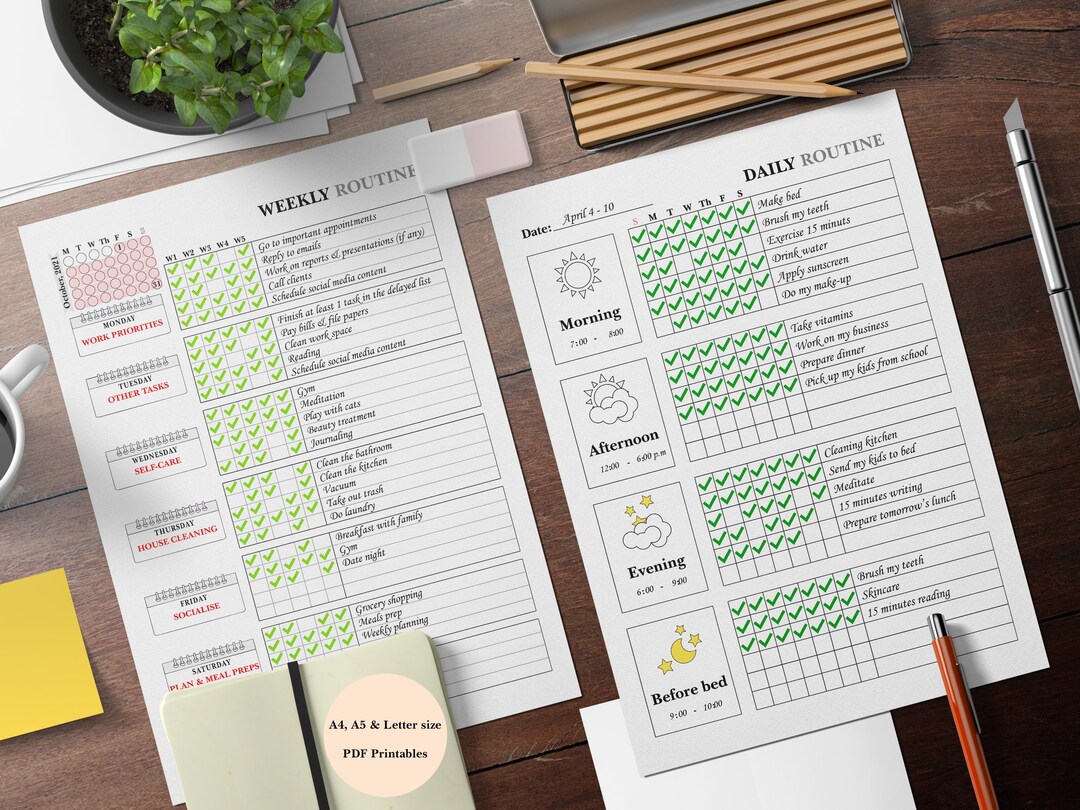 Daily & Weekly Routine To-dos Priority List A4, A5, Letter Printables ...