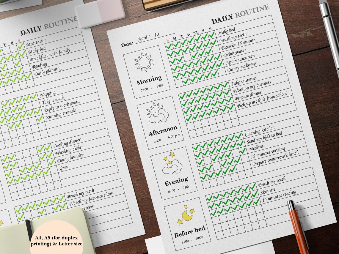 Daily & Weekly Routine To-dos Priority List A4, A5, Letter Printables ...