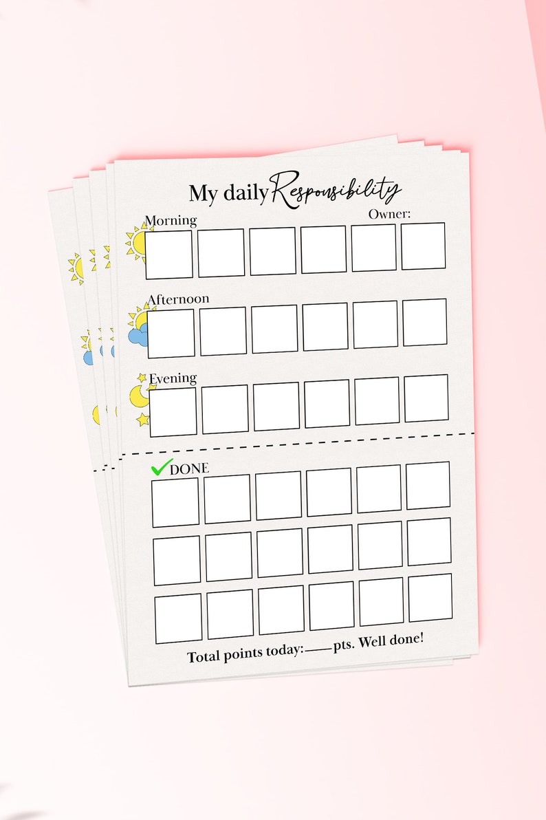 Responsibility Chores Charts POINT-BASED Printables PDF for Kids and ...