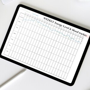 Energy Level and Mood Tracker Weekly Daily Hourly Physical State Mental ...